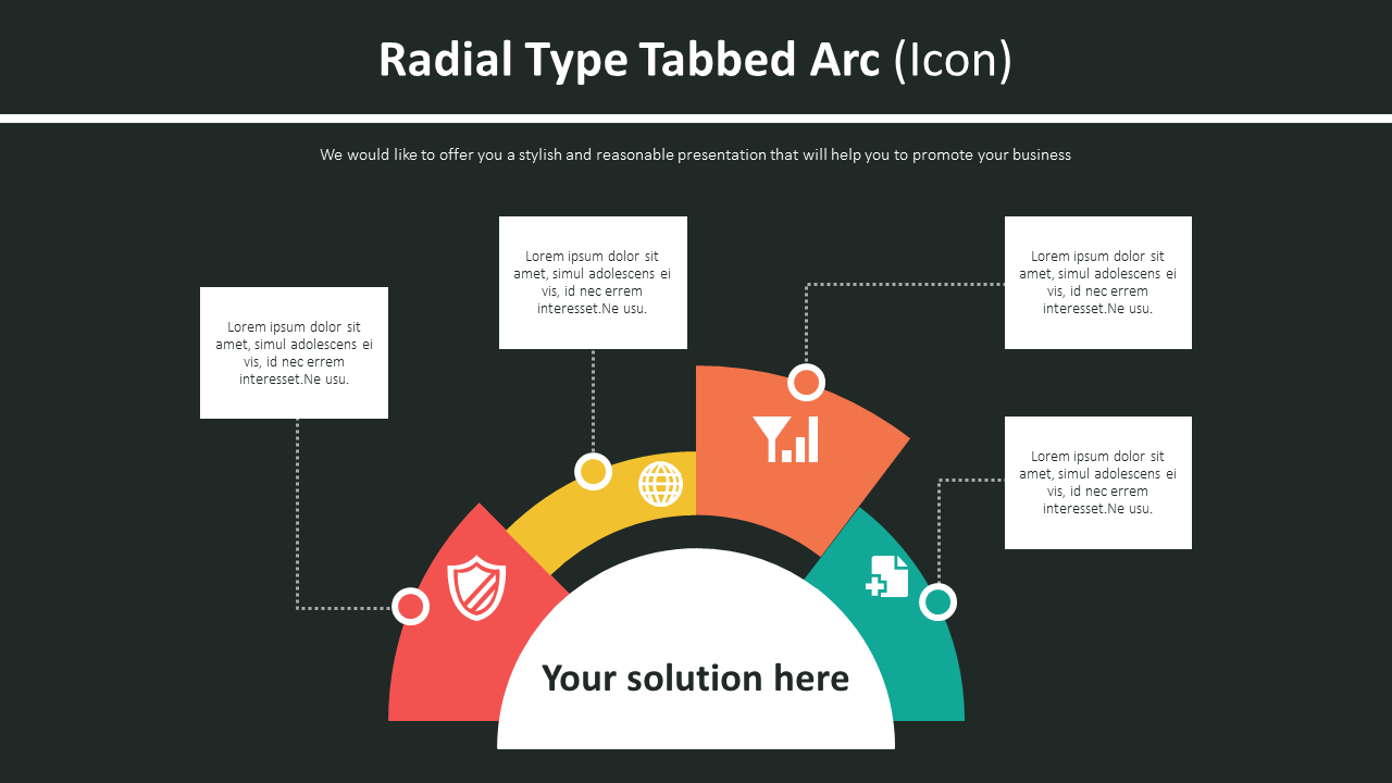 Free Radial Type Tabbed Arc Diagram (Icon)|Slides