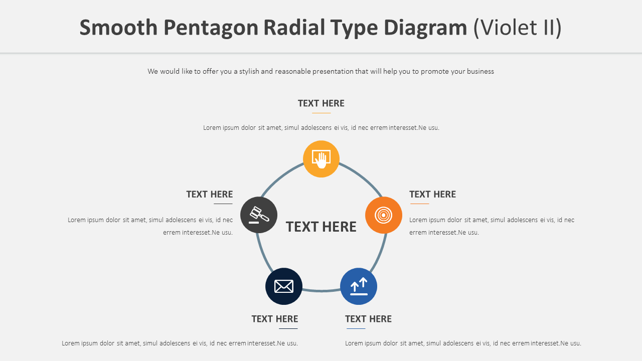 Smooth Pentagon Radial Type Diagram (Violet II)