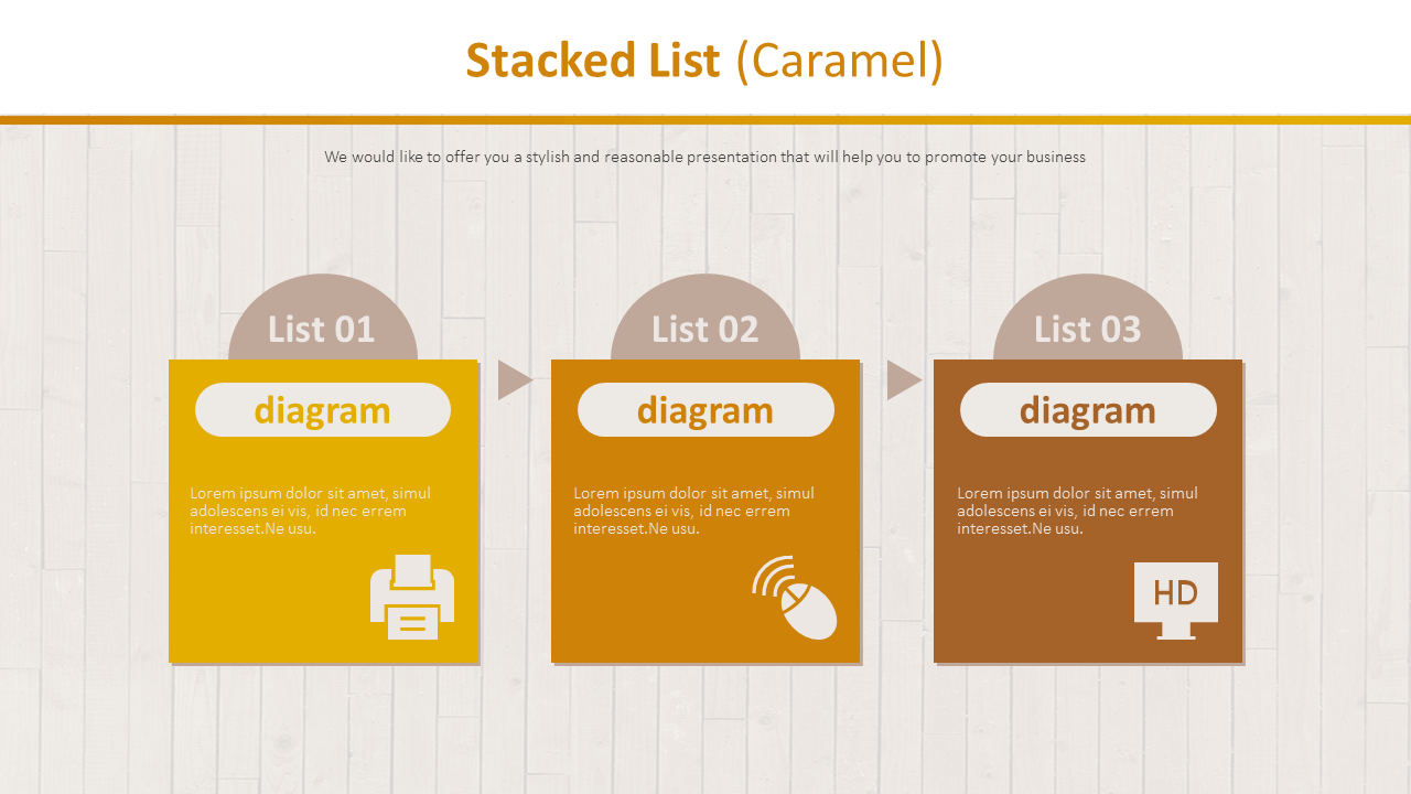 Stacked List Diagram (Caramel)