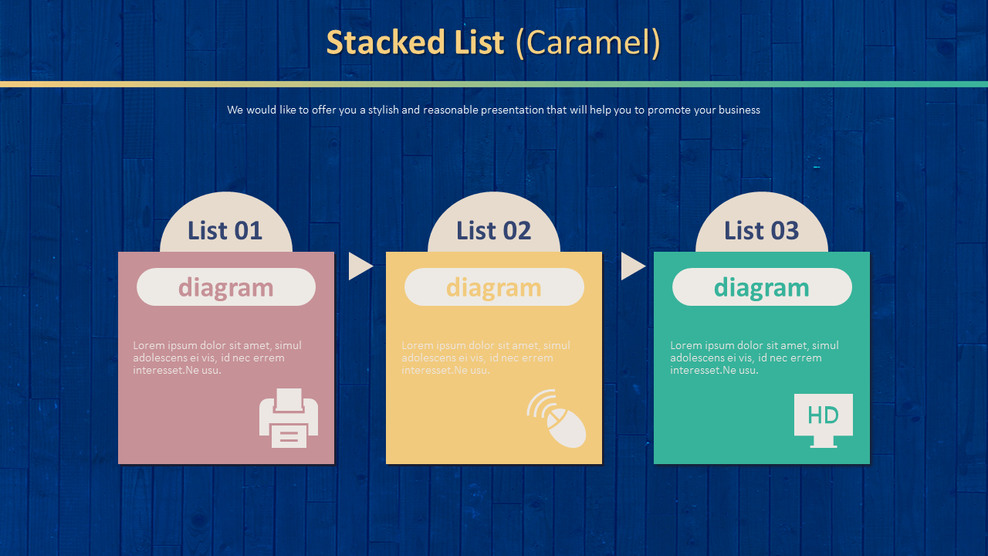 Stacked List Diagram (Caramel)