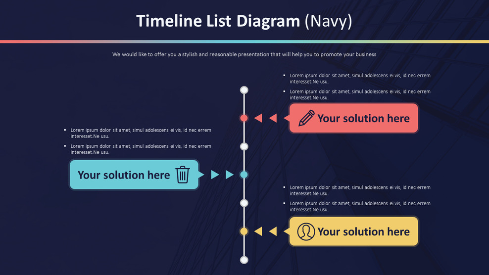 Timeline List Diagram (Navy)