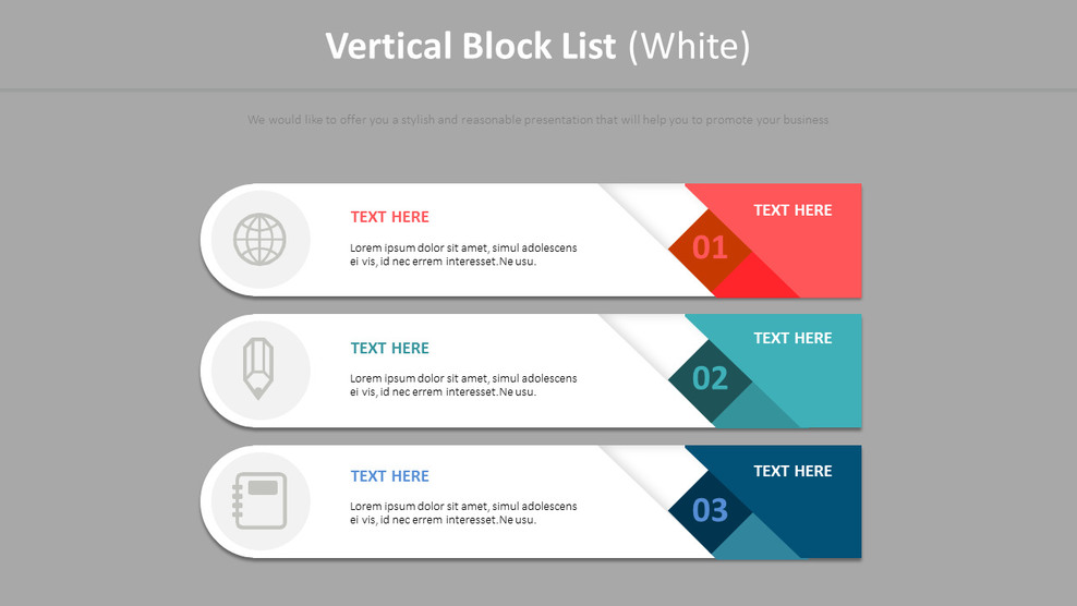 Diagrama de lista de bloques vertical (blanco)