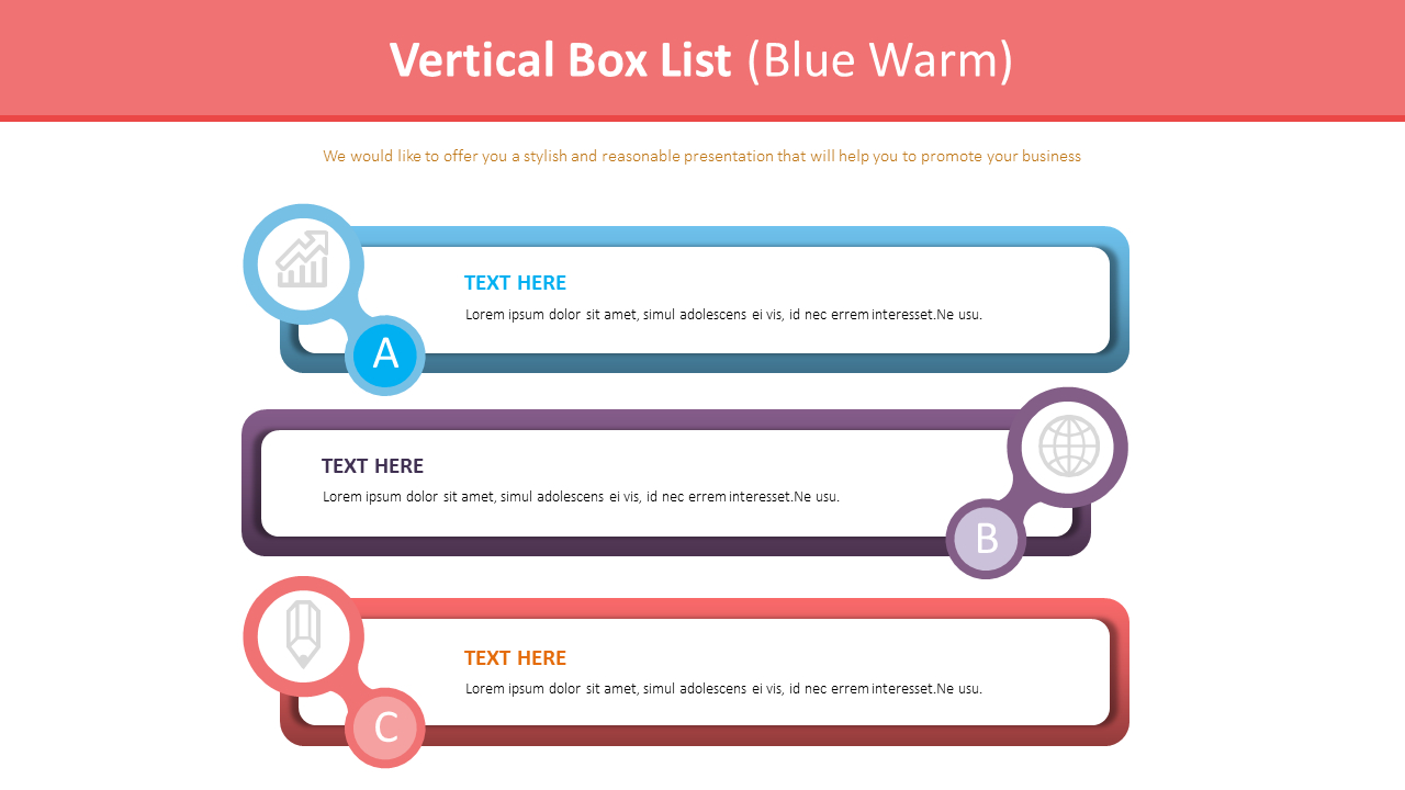 Vertical Box List Diagram (Blue Warm)