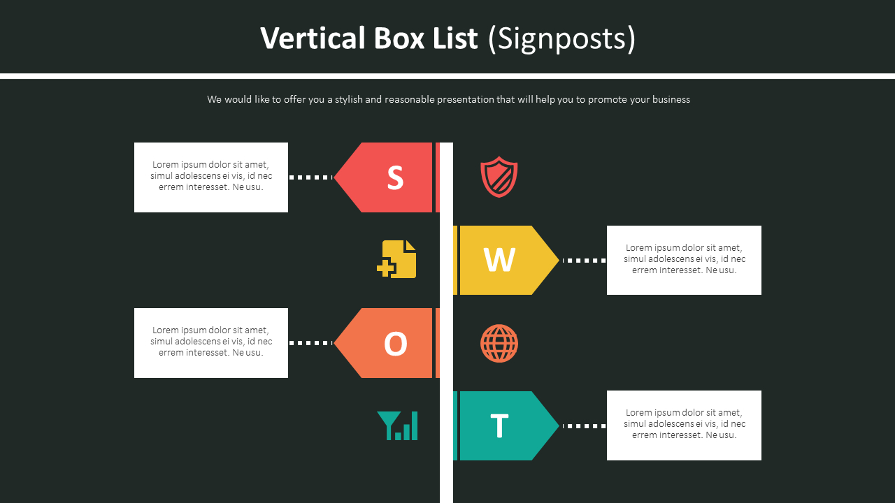 Free Vertical Box List Diagram (Signposts)|Slides