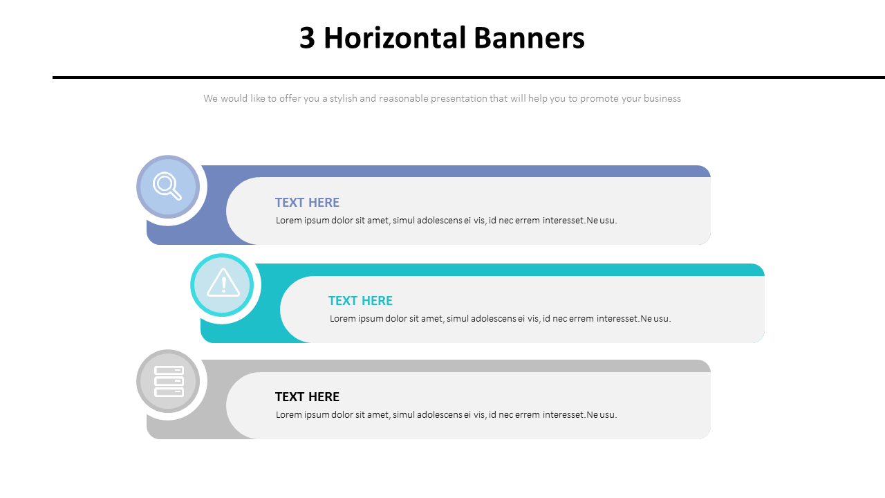 3 Horizontal Banners Diagram|List