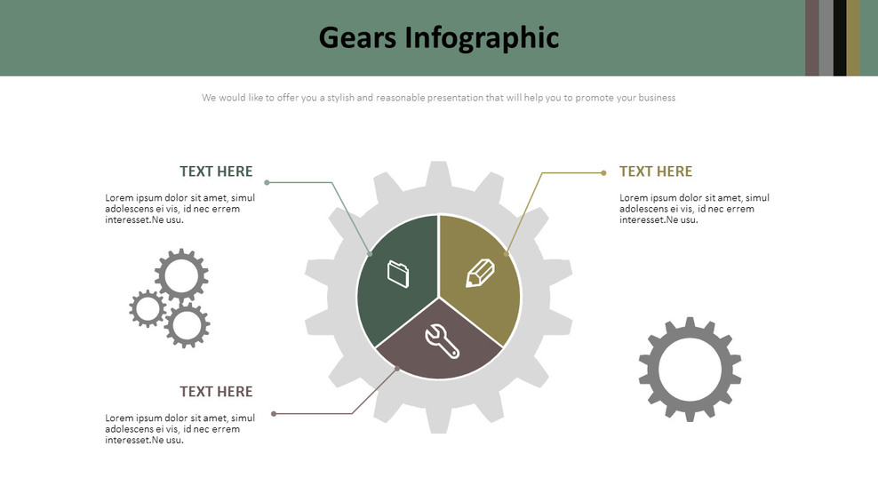 Diagrama de infografía de engranajes