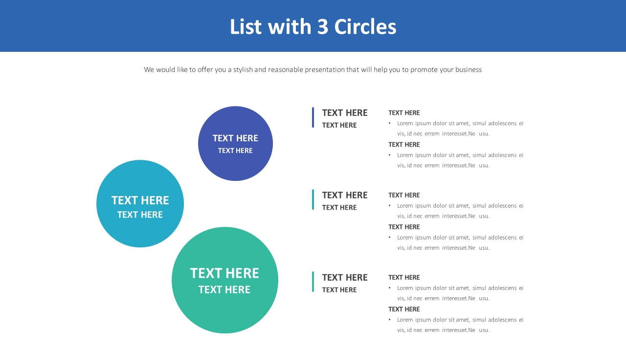 Lista con diagrama de 3 círculos