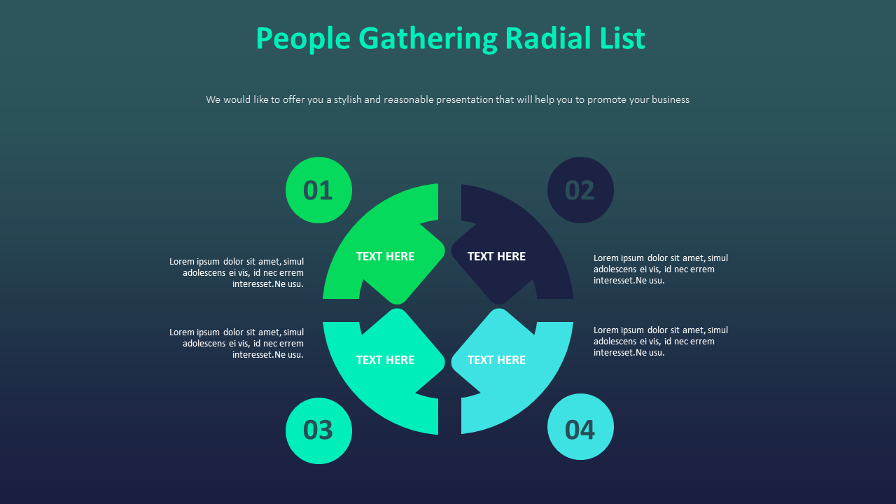 People Gathering Radial List Diagram|Cycle
