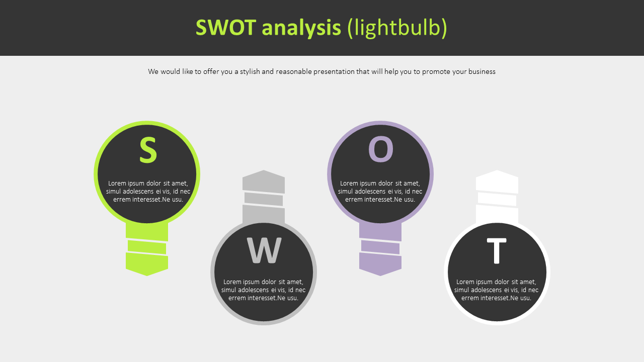 SWOT analysis Diagram (lightbulb)