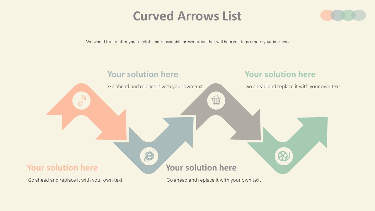 Curved Arrows List Diagram|Process