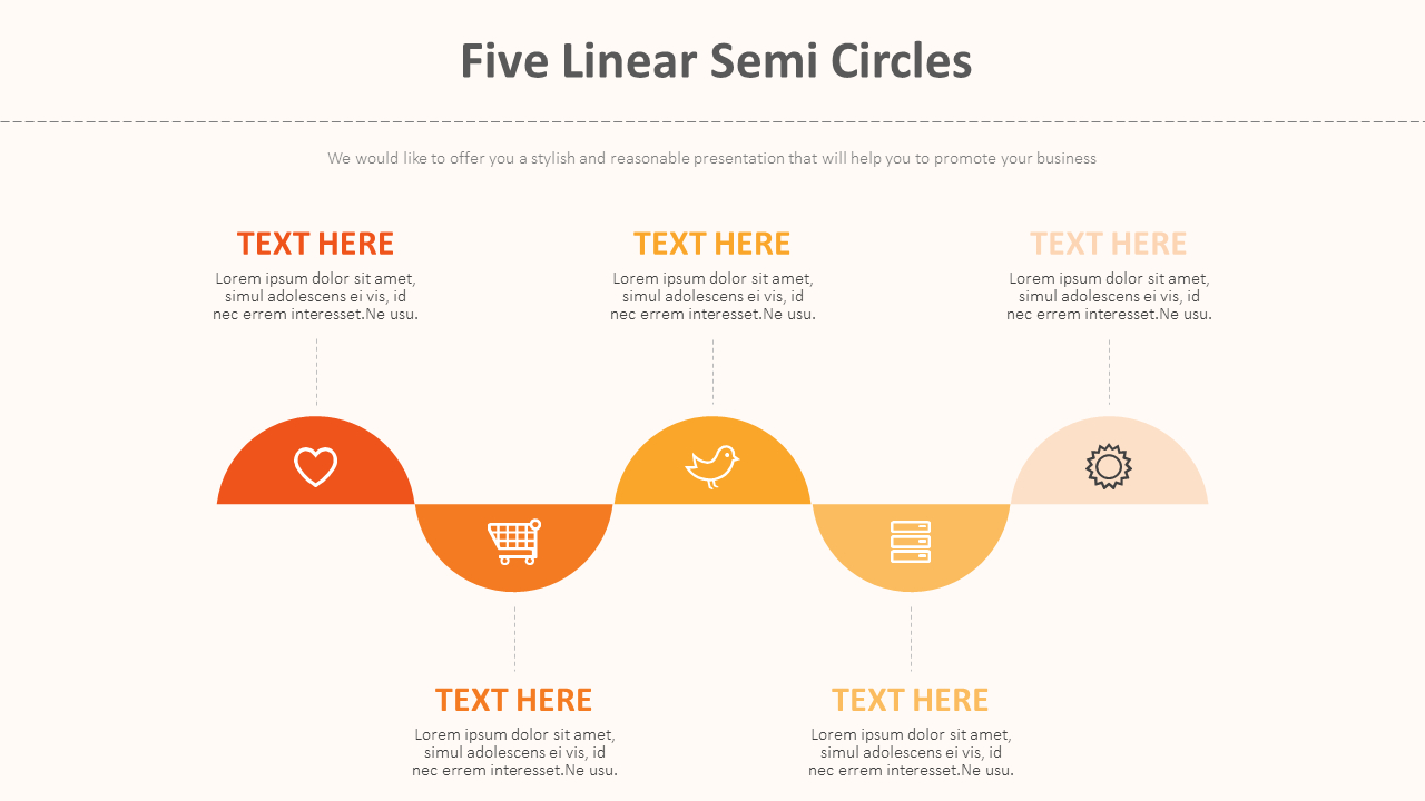 Five Linear Semi Circles Diagram