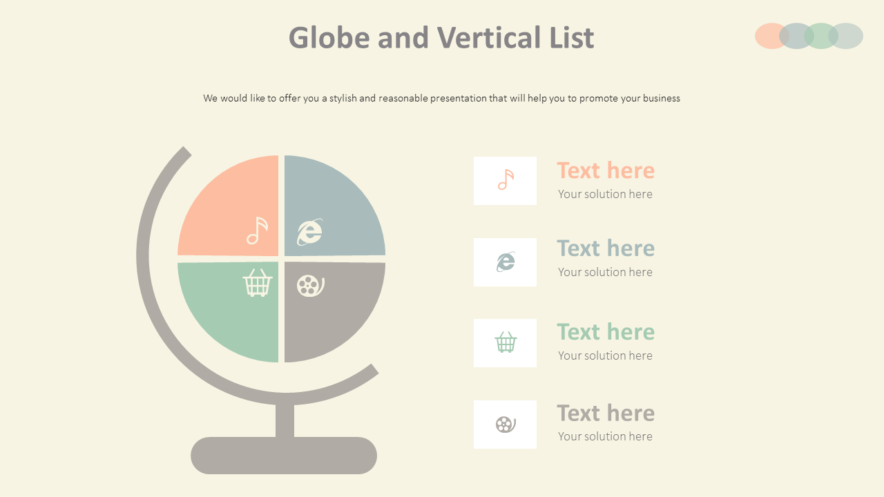 Free Globe and Vertical List Diagram|Slides