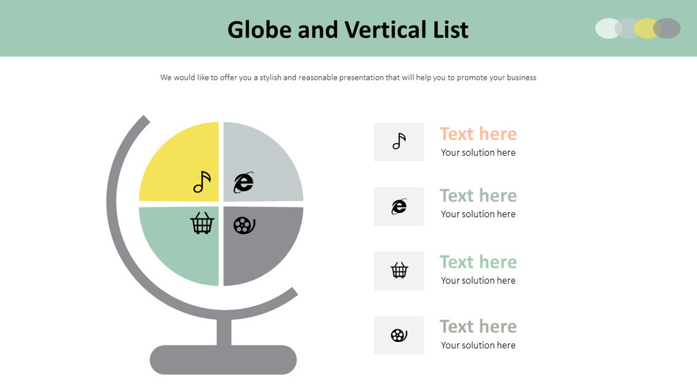 Free Globe and Vertical List Diagram|Slides