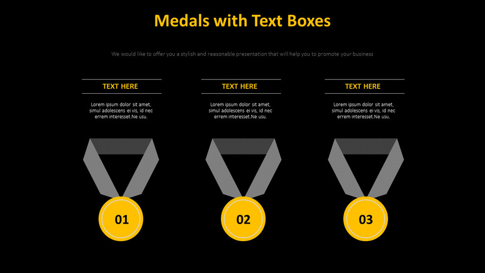 Medals with Text Boxes Diagram|Infographics