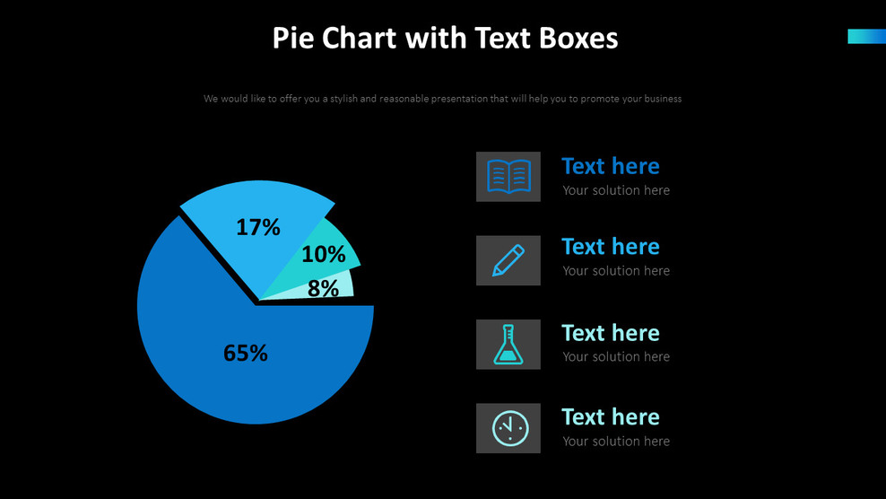 Pie Chart with Text Boxes Diagram