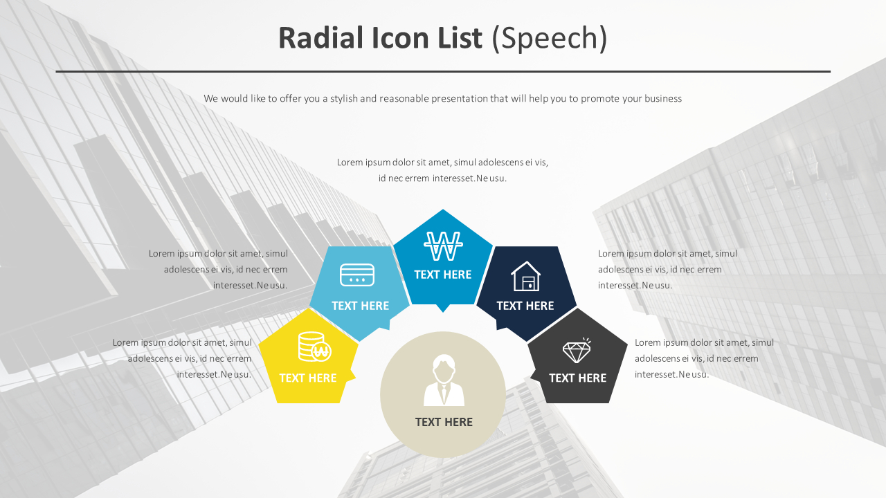 Radial Icon List Diagram (Speech)|Cycle