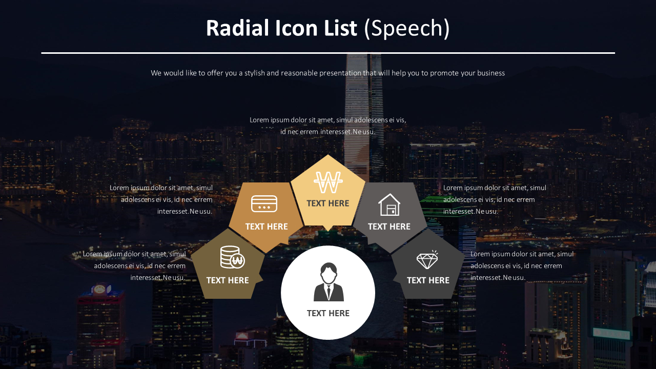 Radial Icon List Diagram (Speech)|Cycle