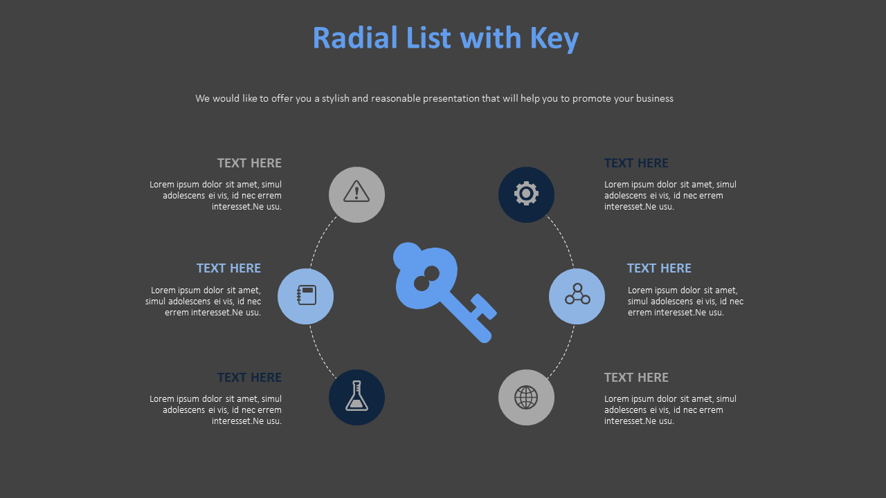 Radial List with Key Diagram|Infographics