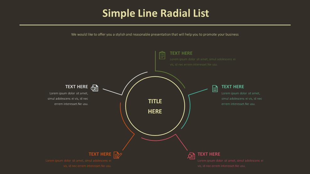 Simple Line Radial List Diagram|Cycle