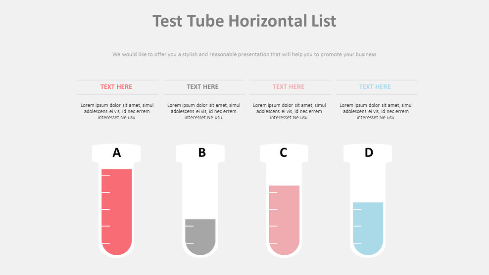 Test Tube Horizontal List Diagram|Infographics