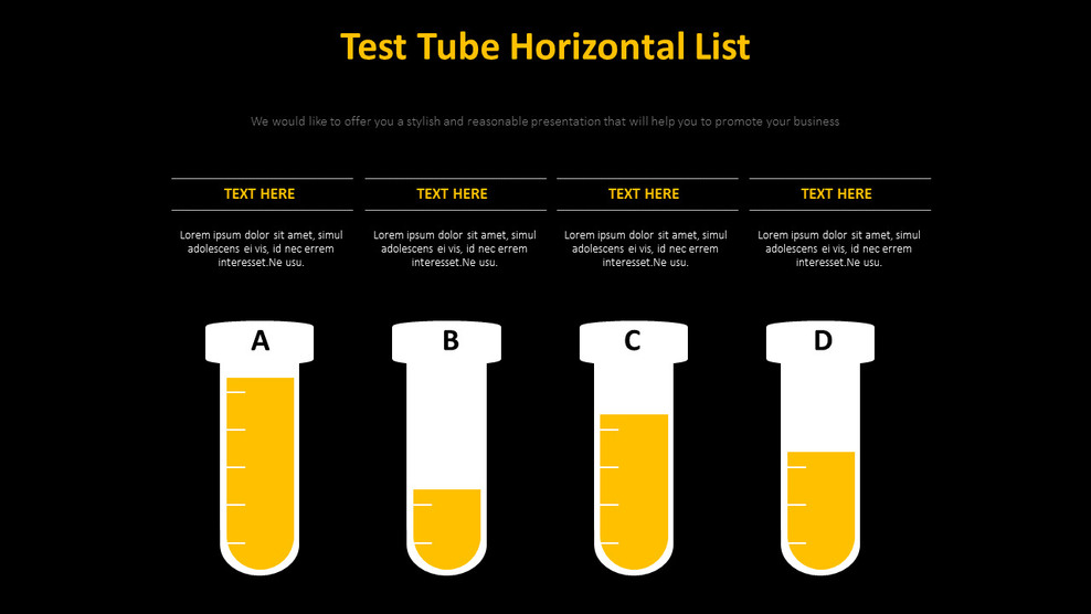Test Tube Horizontal List Diagram|Infographics