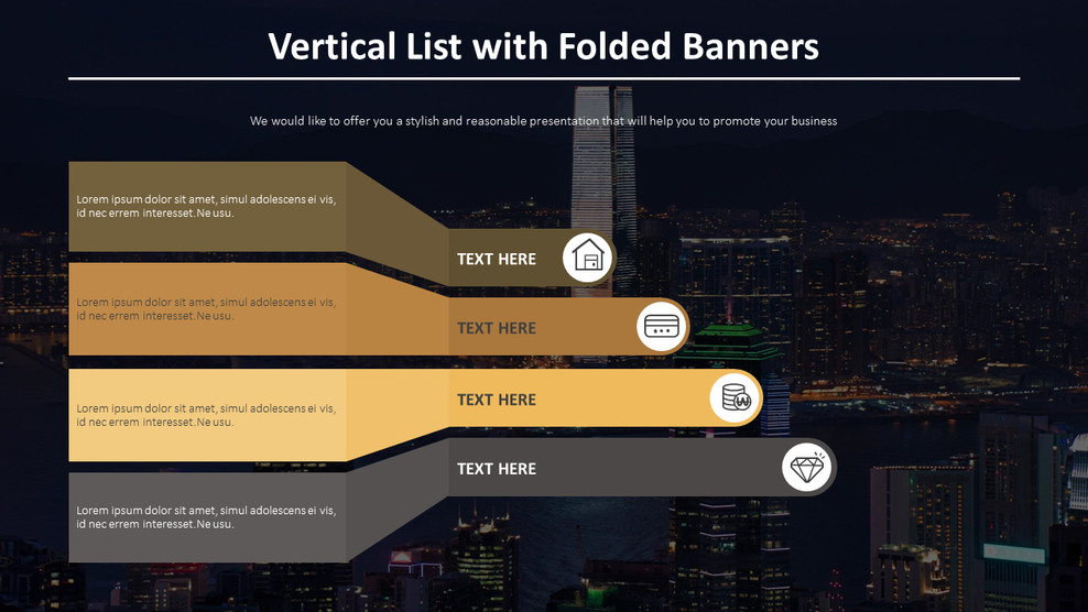 Vertical List with Folded Banners Diagram