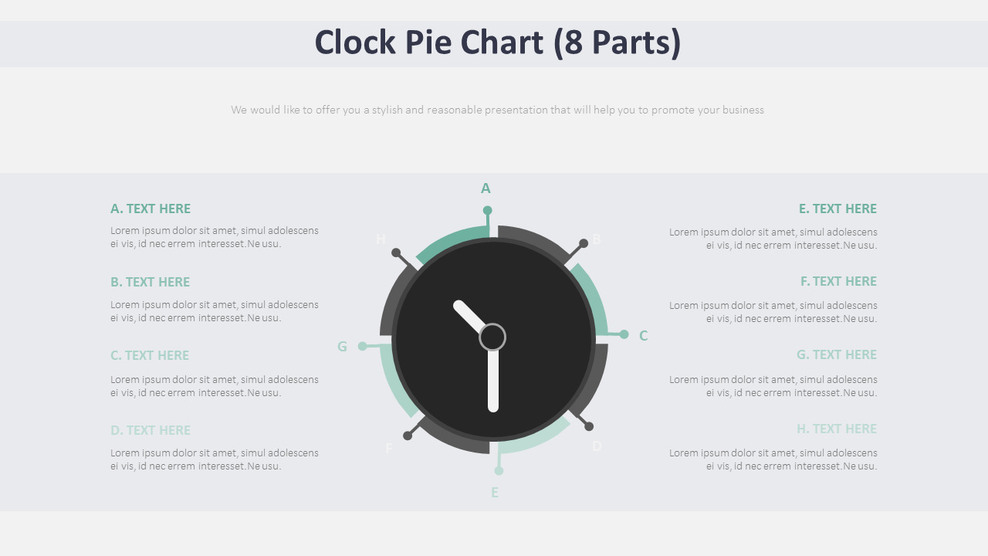 Clock Pie Chart Diagram (8 Parts)
