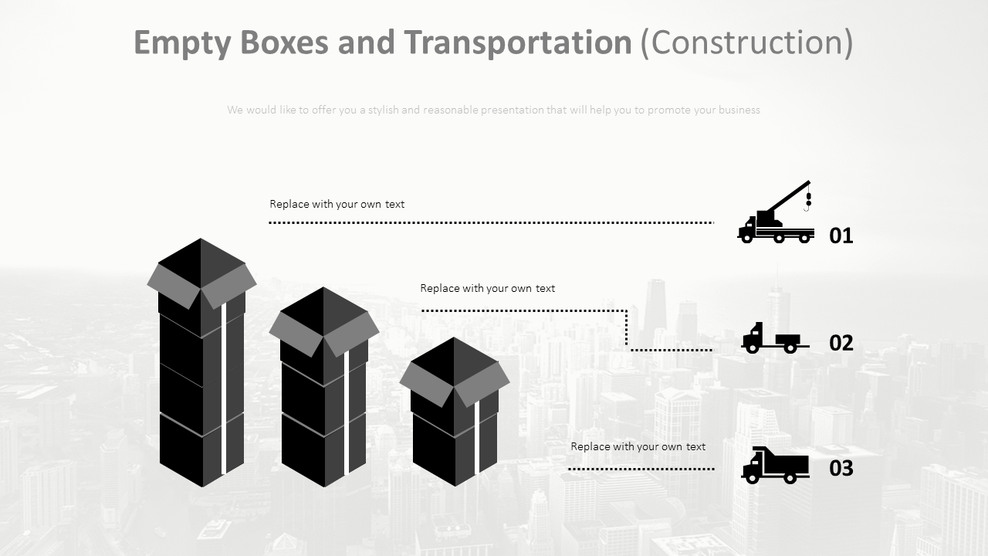 Empty Boxes and Transportation Diagram (Construction)|Infographics