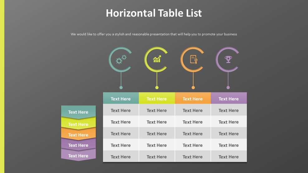Horizontal Table List Diagram