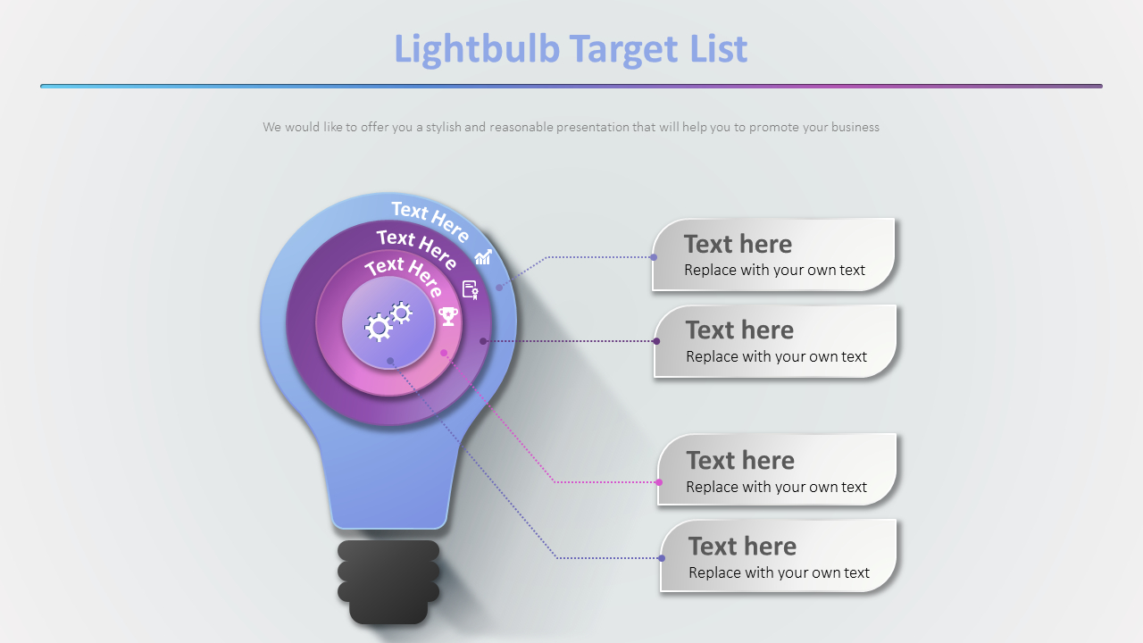 Free Lightbulb Target List Diagram|Slides