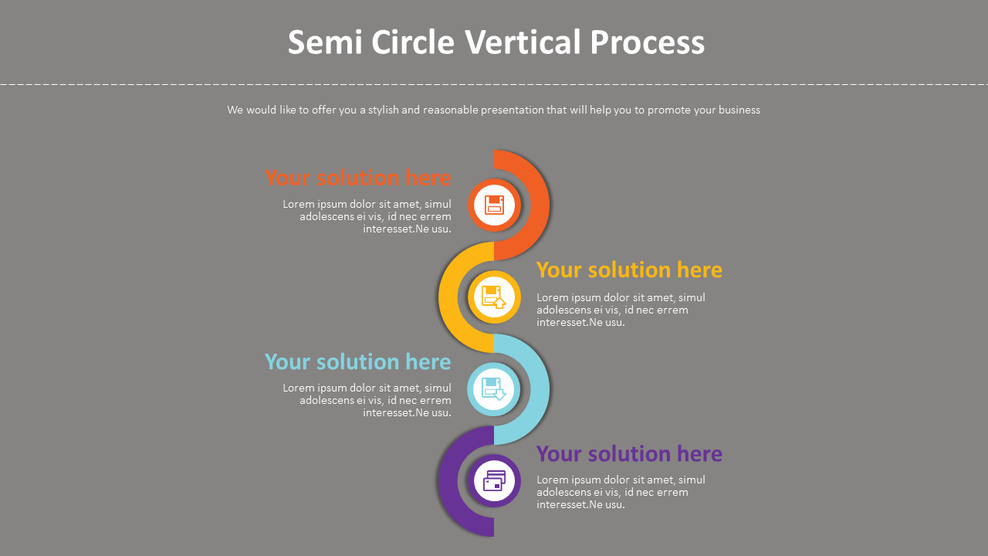 Semi Circle Vertical Process Diagram