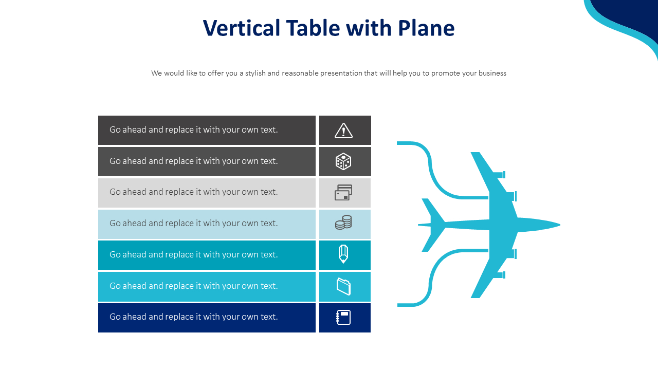 Vertical Table with Plane Diagram