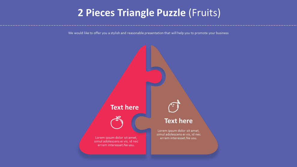 2 Pieces Triangle Puzzle Diagram (Fruits)