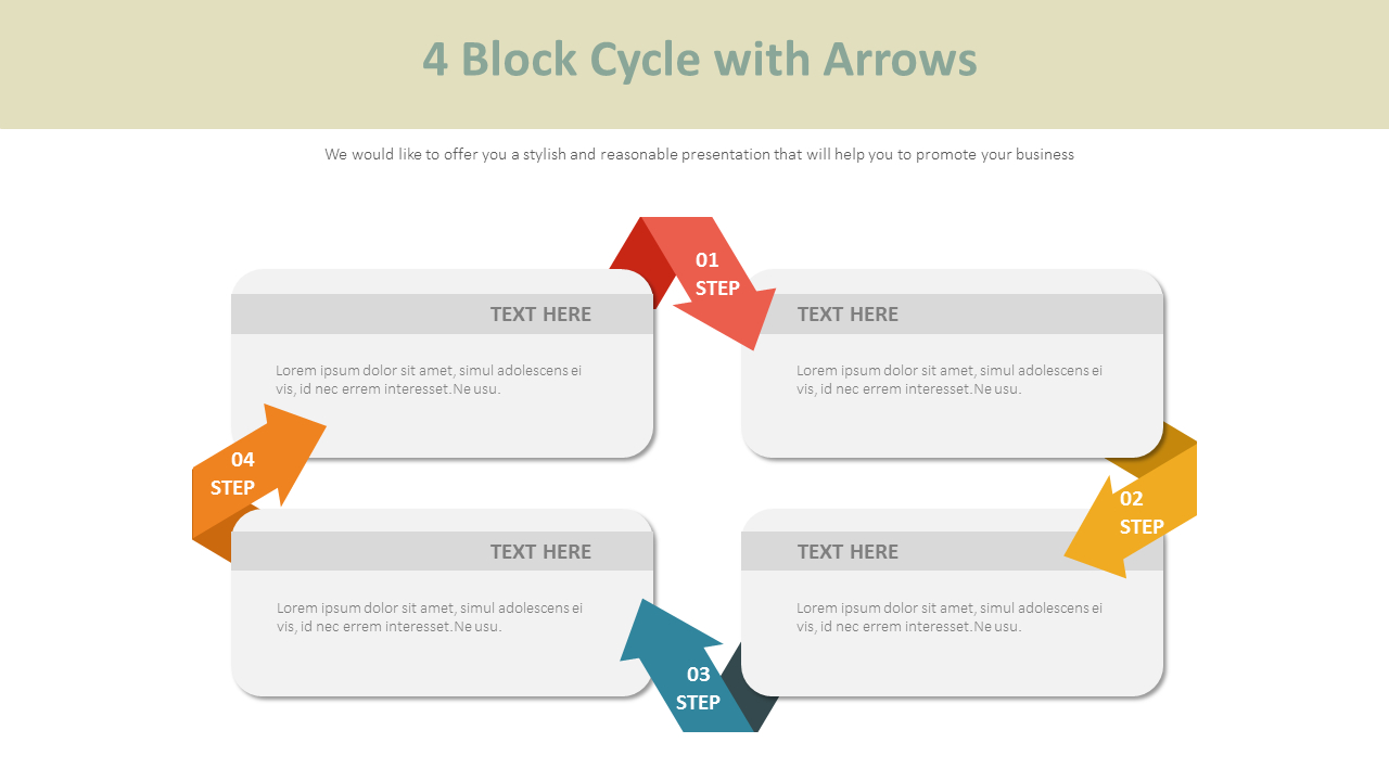 4 Block Cycle with Arrows Diagram