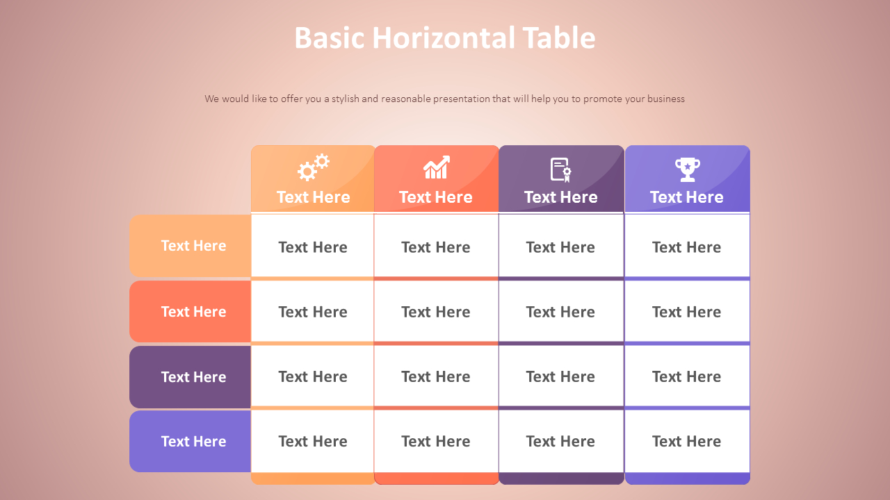 Diagrama básico de tabla horizontal
