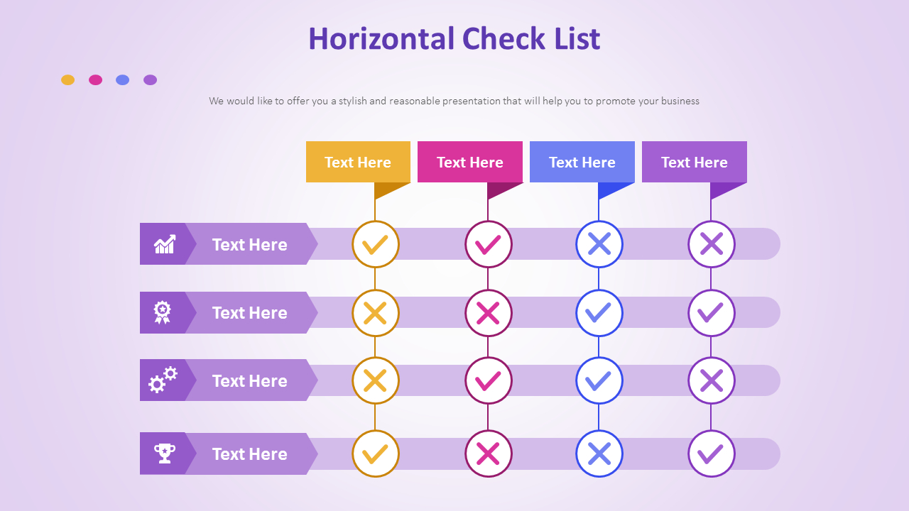 Diagrama de lista de verificación horizontal