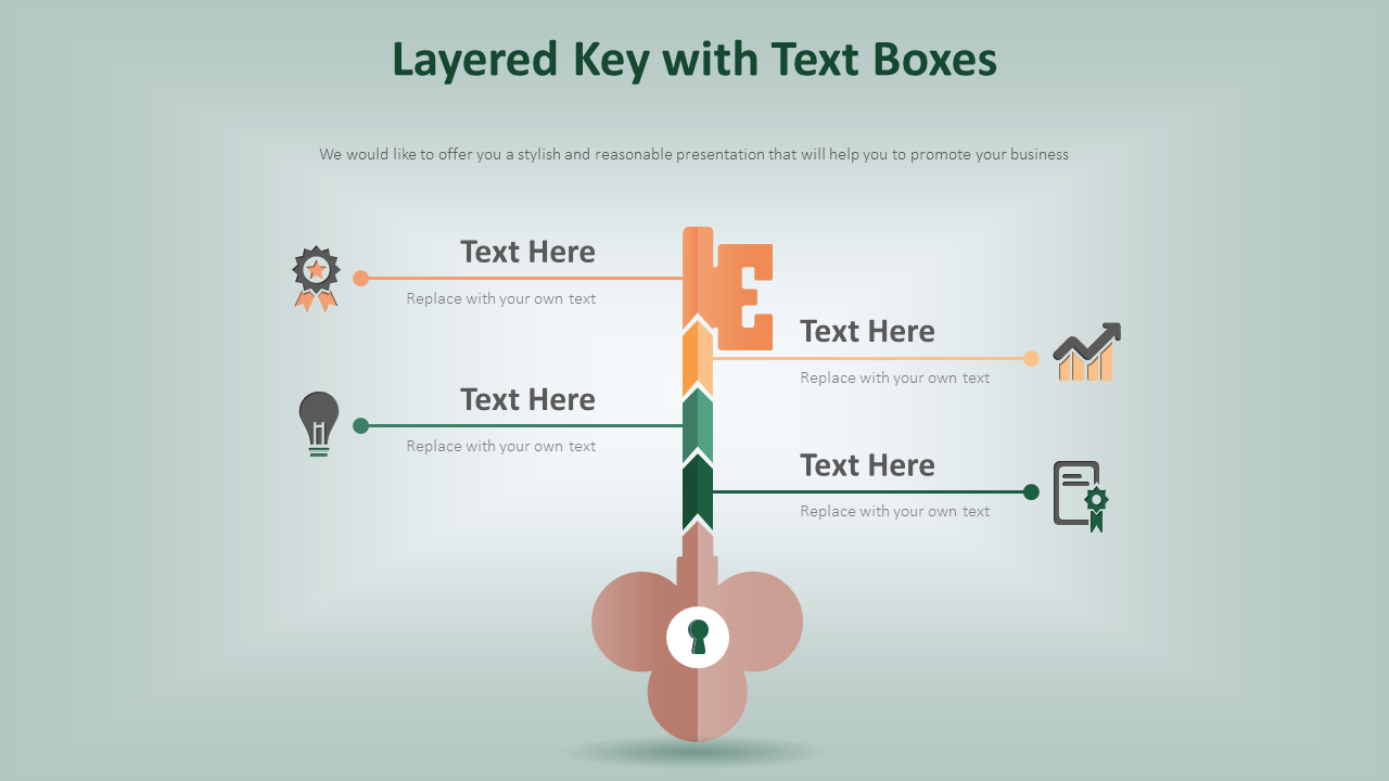 Layered Key with Text Boxes Diagram|Infographics