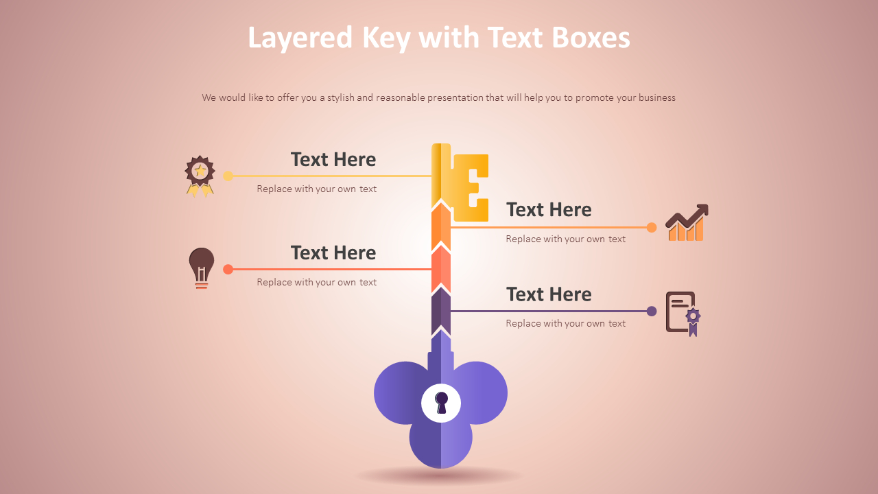 Layered Key with Text Boxes Diagram|Infographics