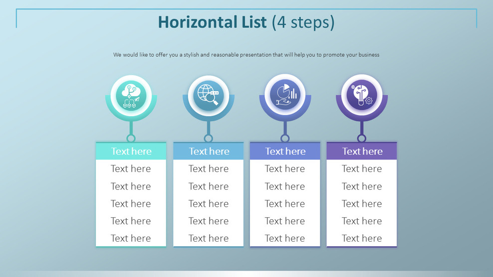 Horizontal List Diagram (4 steps)