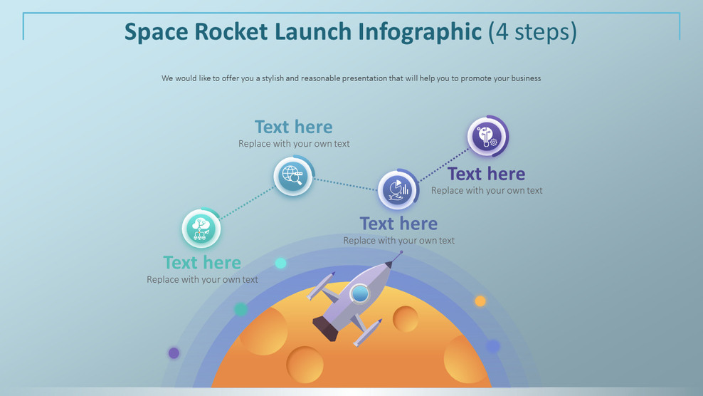 Space Rocket Launch Infographic Diagram (4 steps)