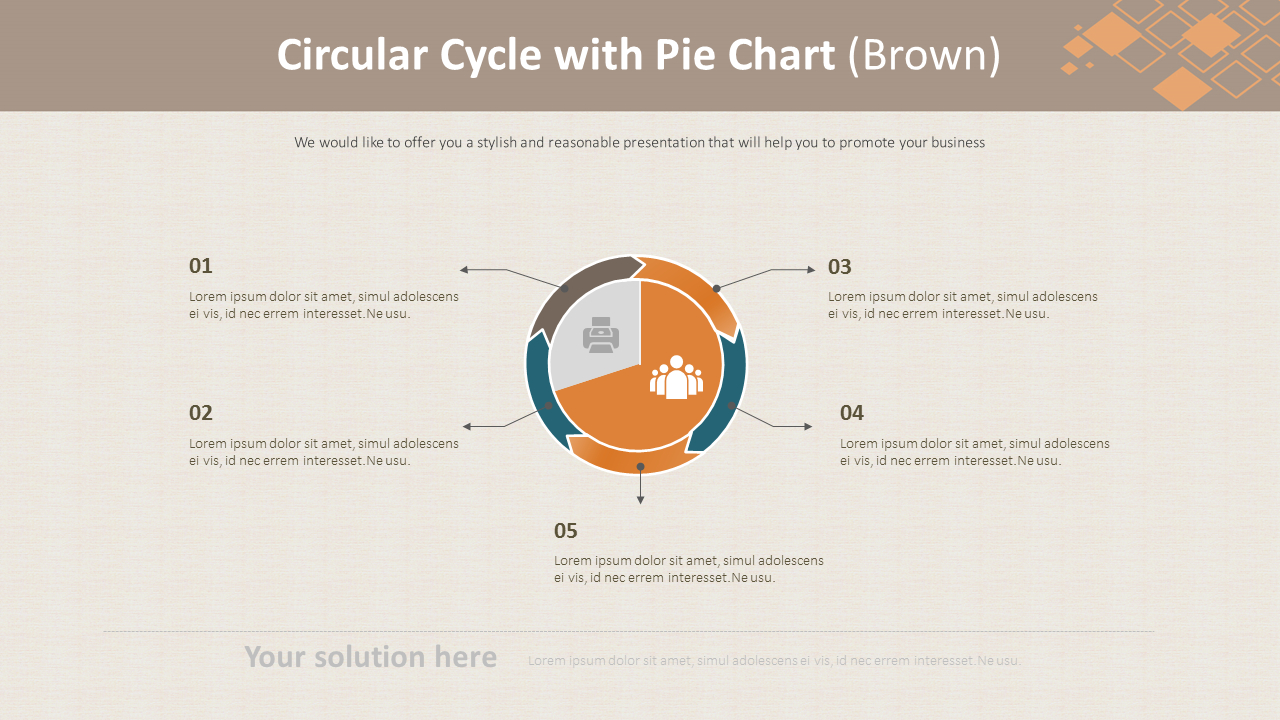 Circular Cycle with Pie Chart (Brown)