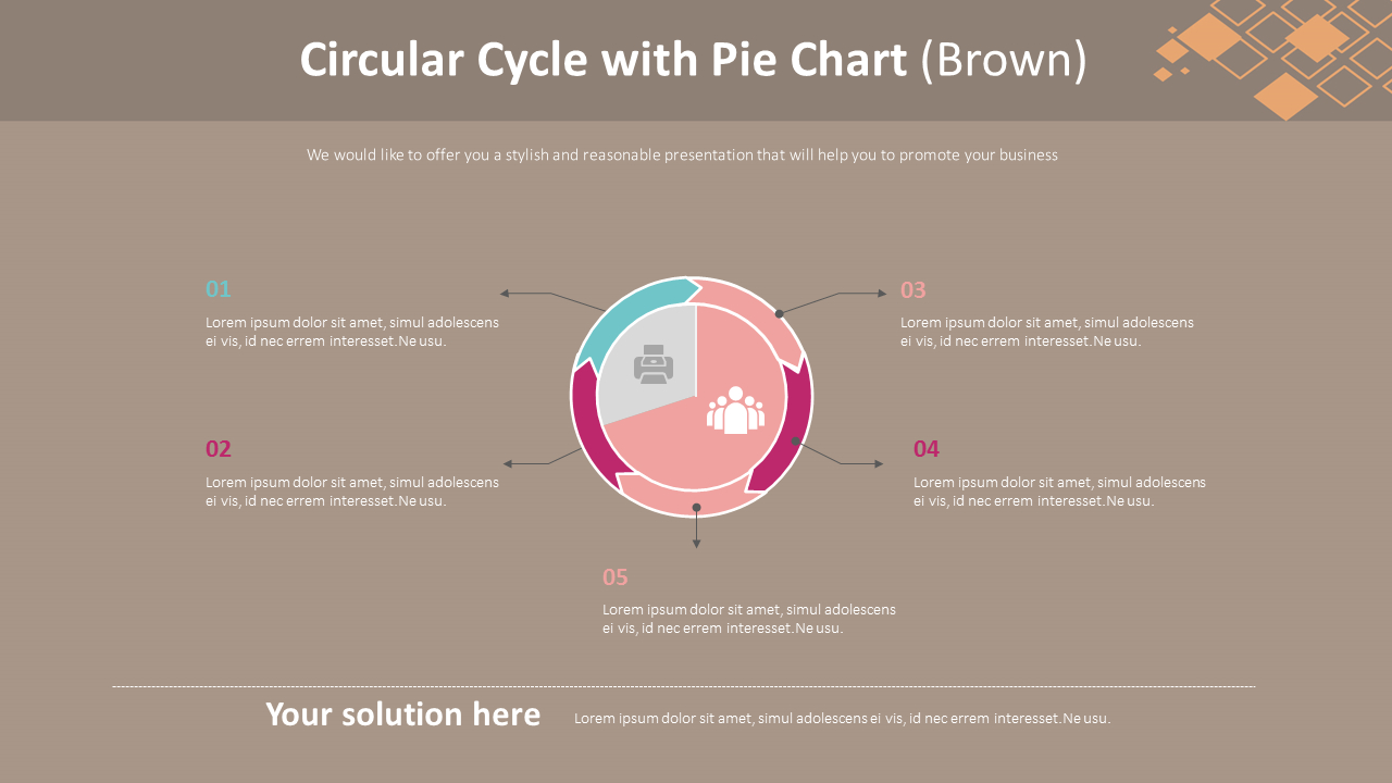 Circular Cycle with Pie Chart (Brown)