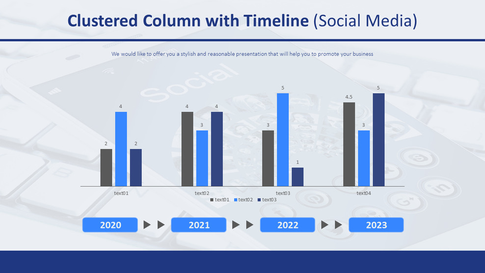 Clustered Column With Timeline Social Media 6373