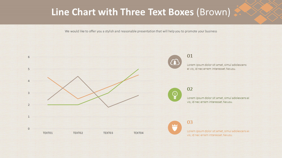 Line Chart with Three Text Boxes (Brown)