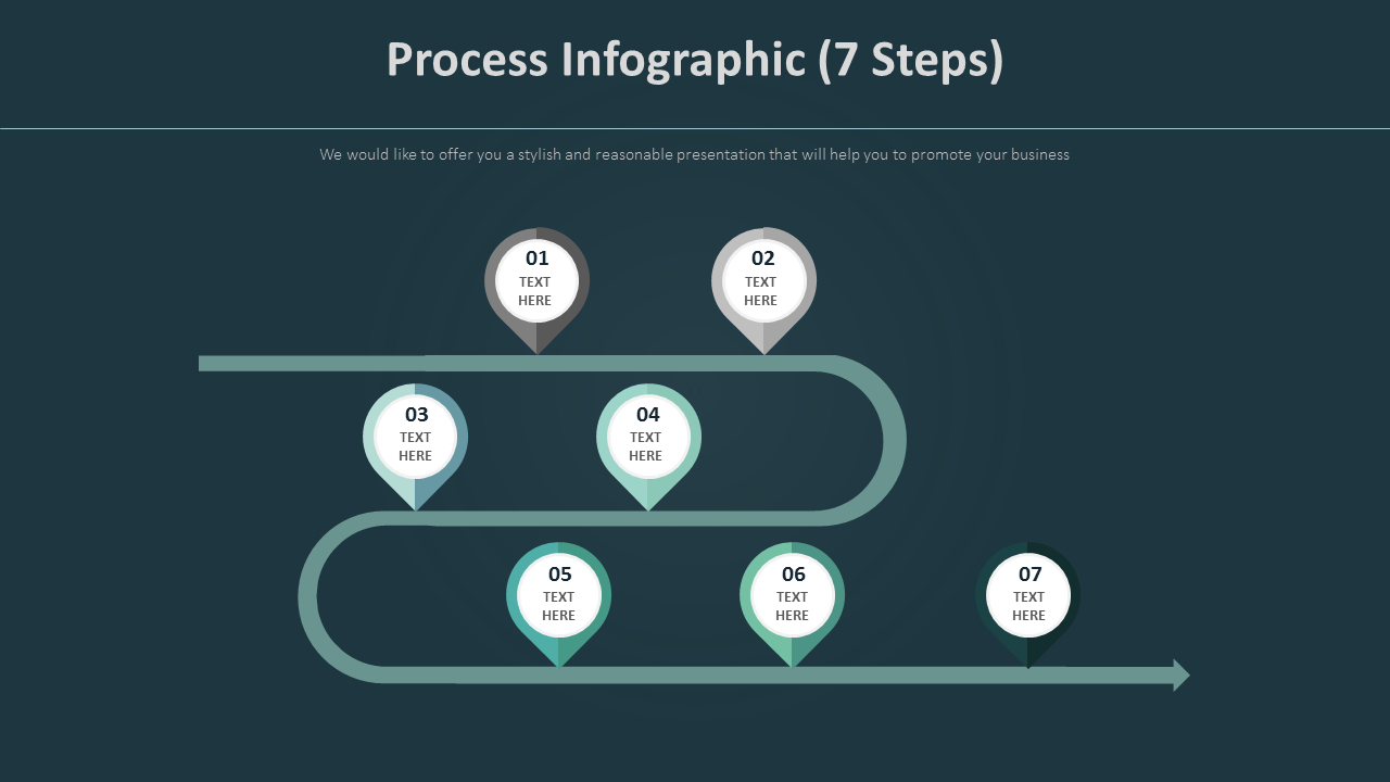 Diagrama de infografía de proceso (7 pasos)