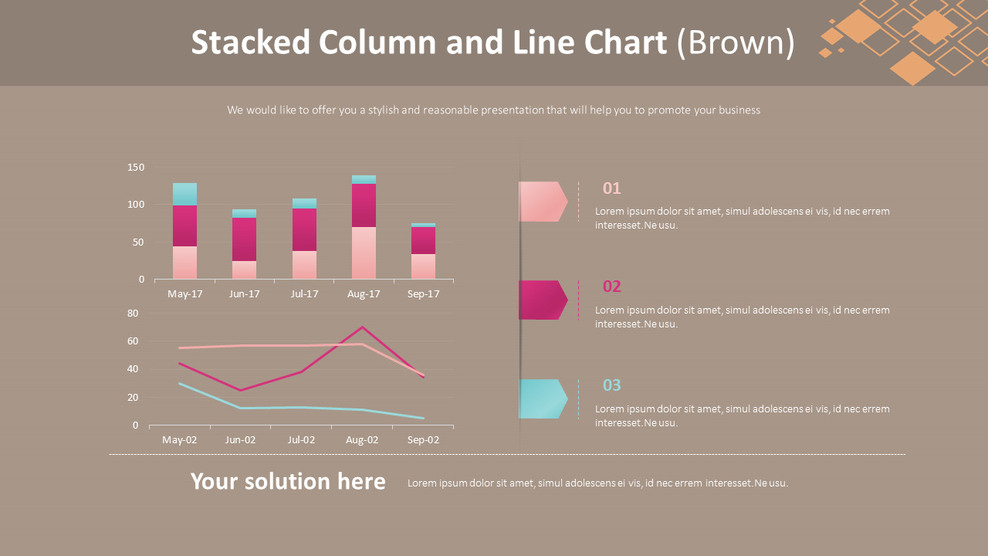 Stacked Column and Line Chart (Brown)
