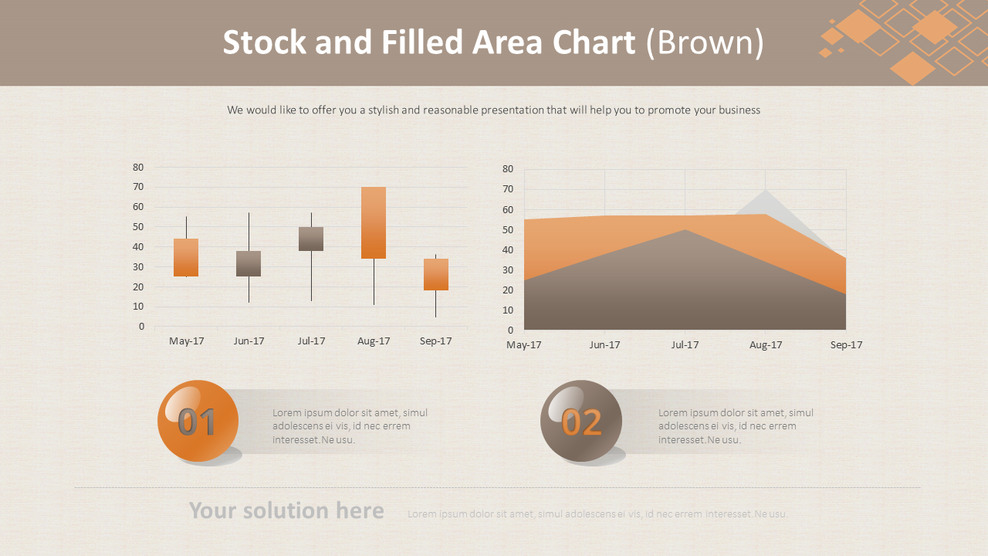 Stock and Filled Area Chart (Brown)