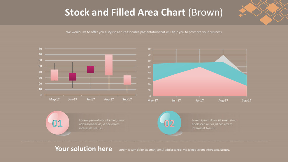 Stock and Filled Area Chart (Brown)