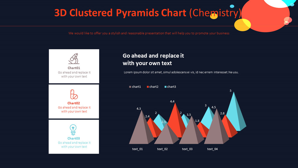 3D Clustered Pyramids Chart (Chemistry)