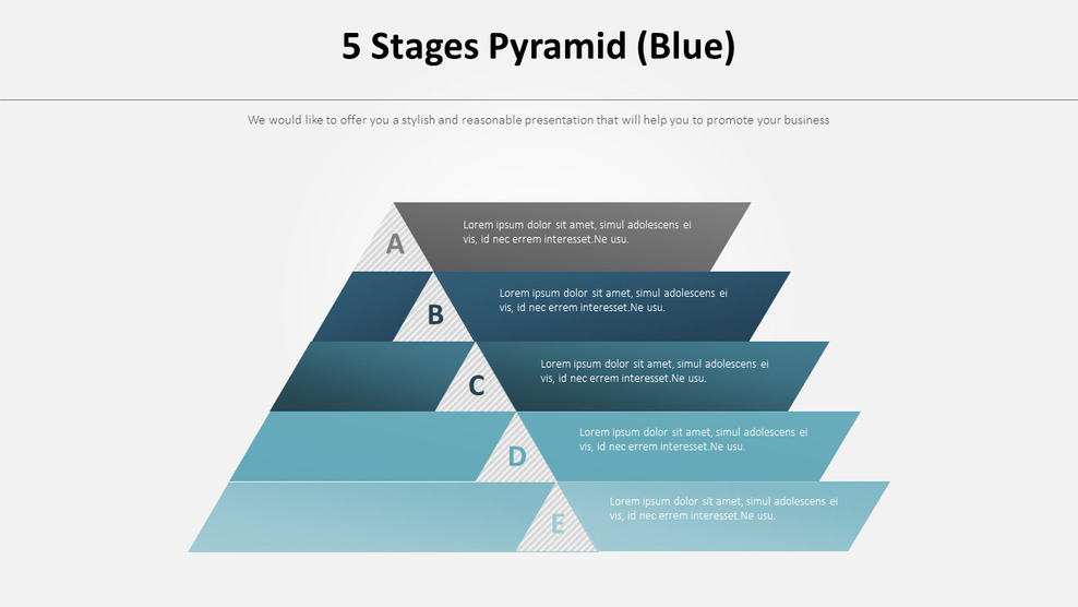 5 Stages Pyramid Diagram (Blue)